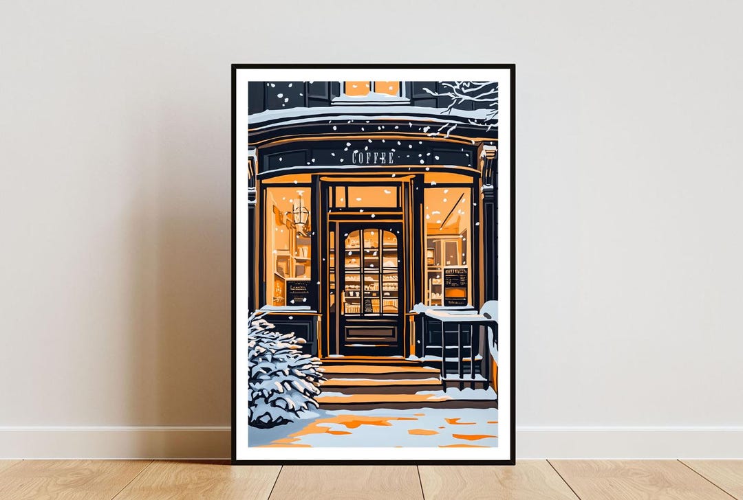 Vintage Coffee Shop Painting, Retro Wall Art, Coffee Shop Wall Art ...