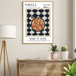 Retro Paella Poster, Kitchen Print, Paella Wall Art, Food Poster ...