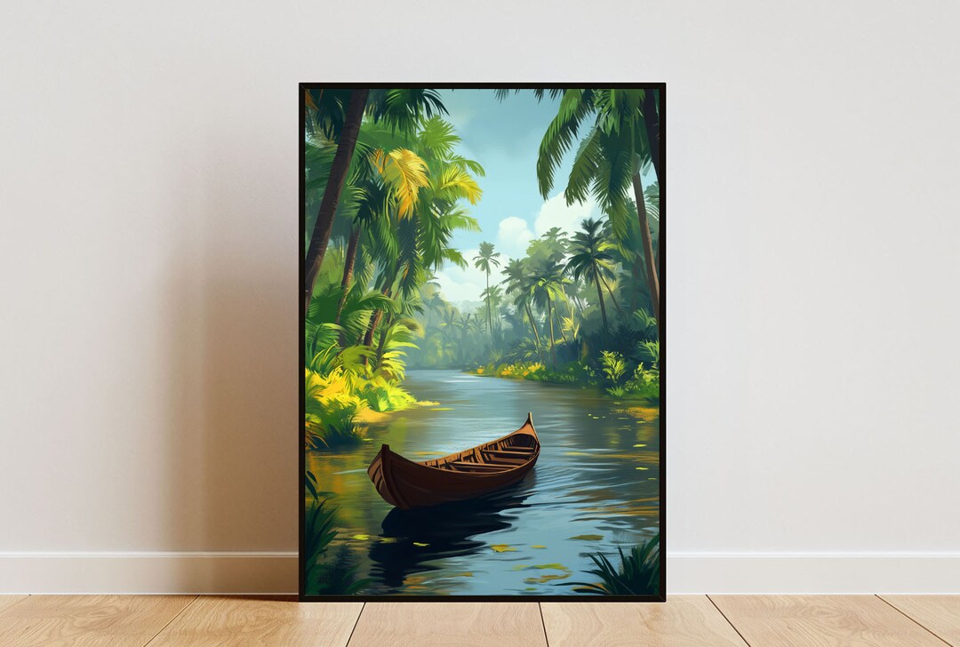 Kerala Poster, Kerala Backwaters Print, India Wall Art, Travel Poster ...