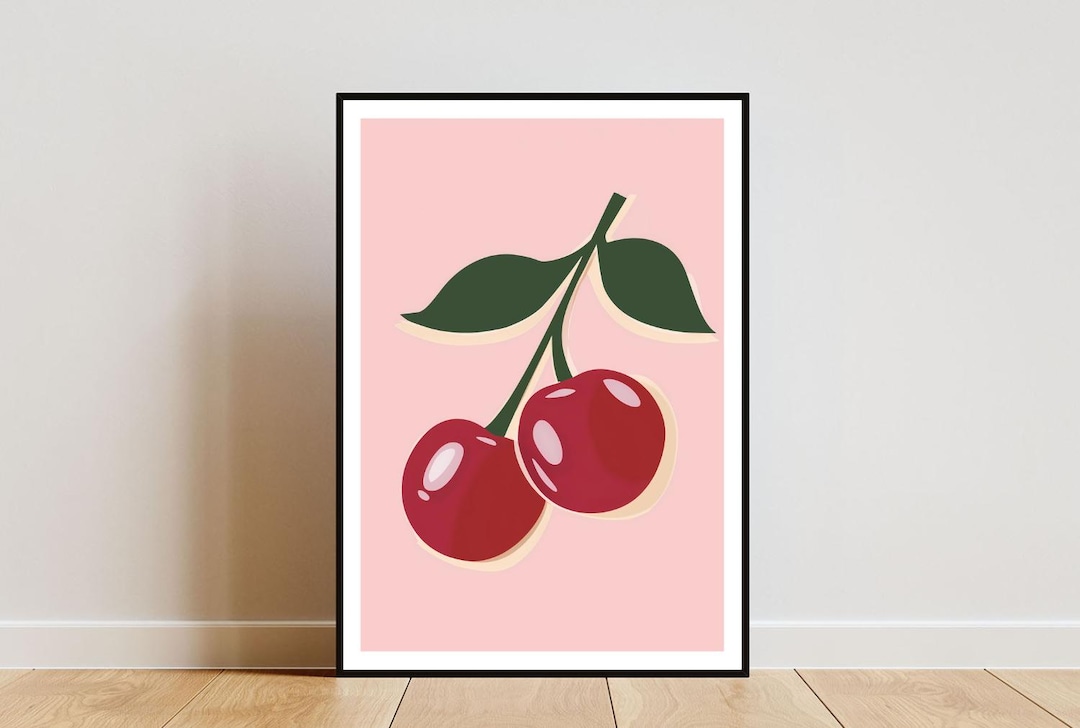 Cherry Poster, Kitchen Print, Cherry Wall Art, Fruit Poster, Cherry ...
