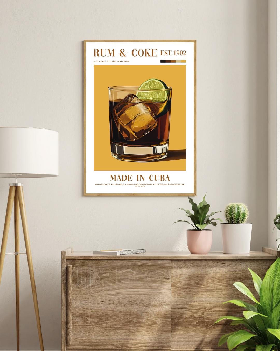 Rum and Coke Poster, Kitchen Print, Alcohol Wall Art, Cocktail Poster ...