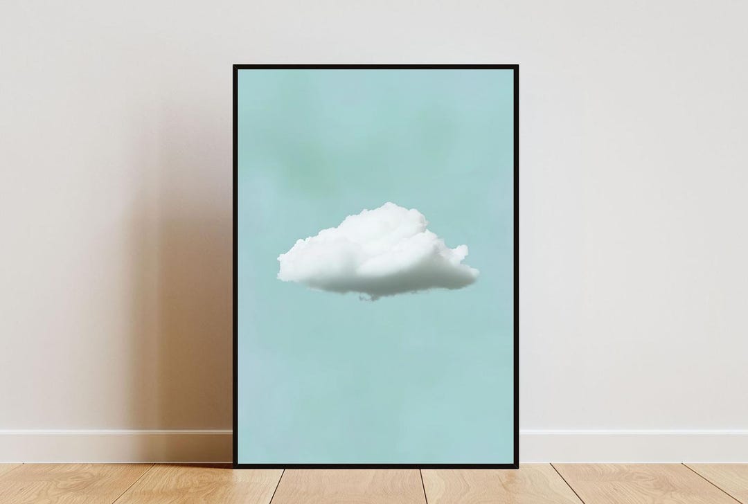Sky Blue Cloud Poster, Minimalist Wall Art, Light Blue Cloud Print ...