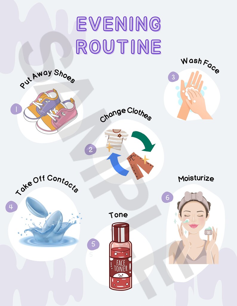 Bedtime Routine Design With Multiple Steps to Follow for the Evening - Etsy