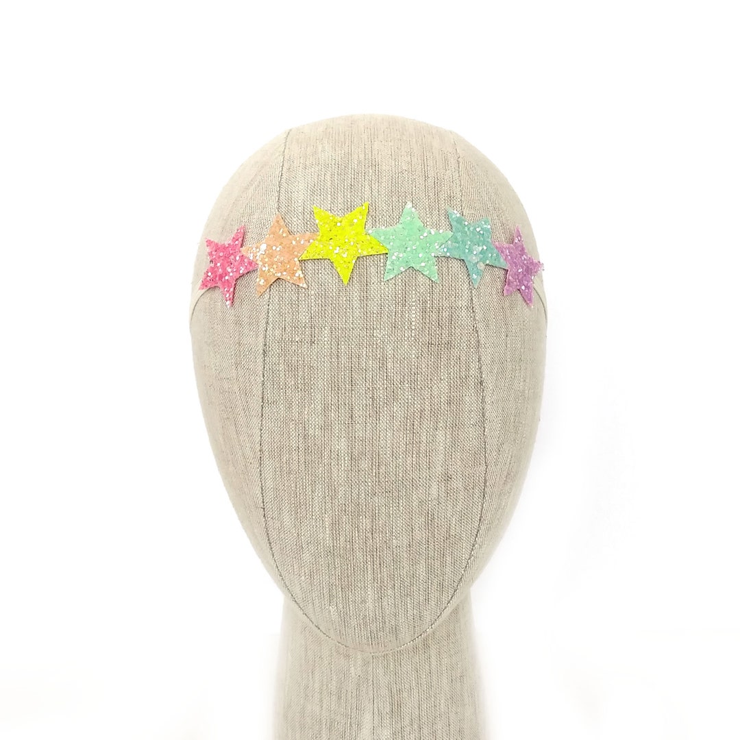 Rainbow Glitter Star Headband - Etsy