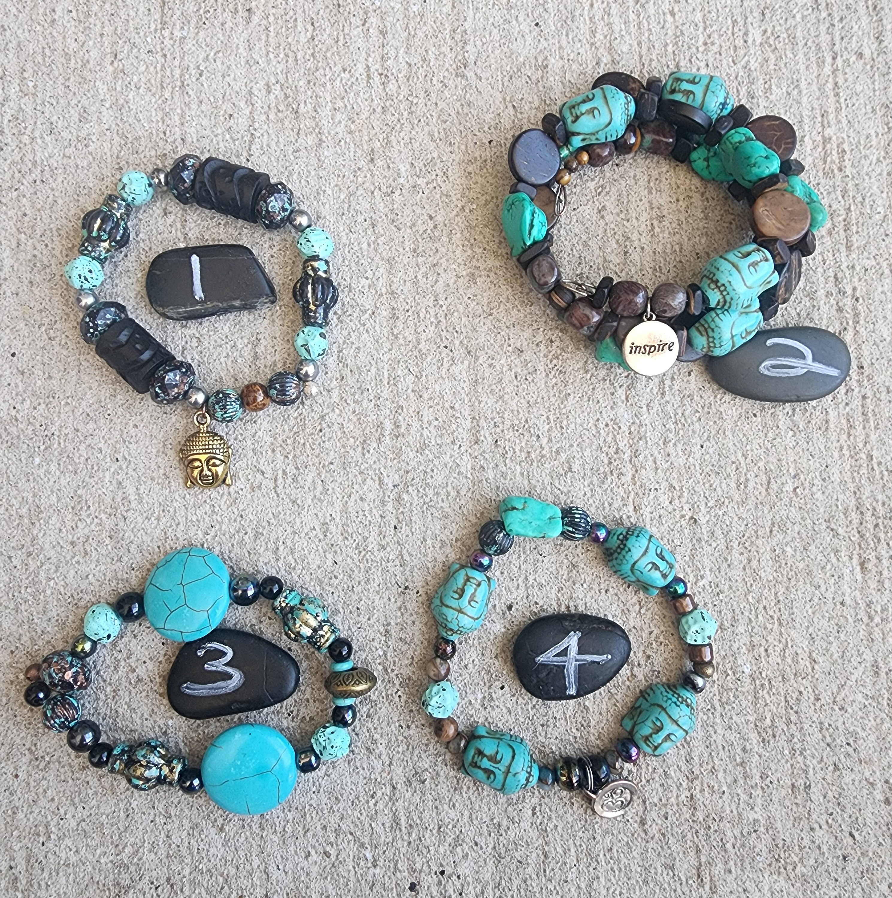 Buddha Charm Bracelet Collection: Turquoise Peace Karma Stackable ...