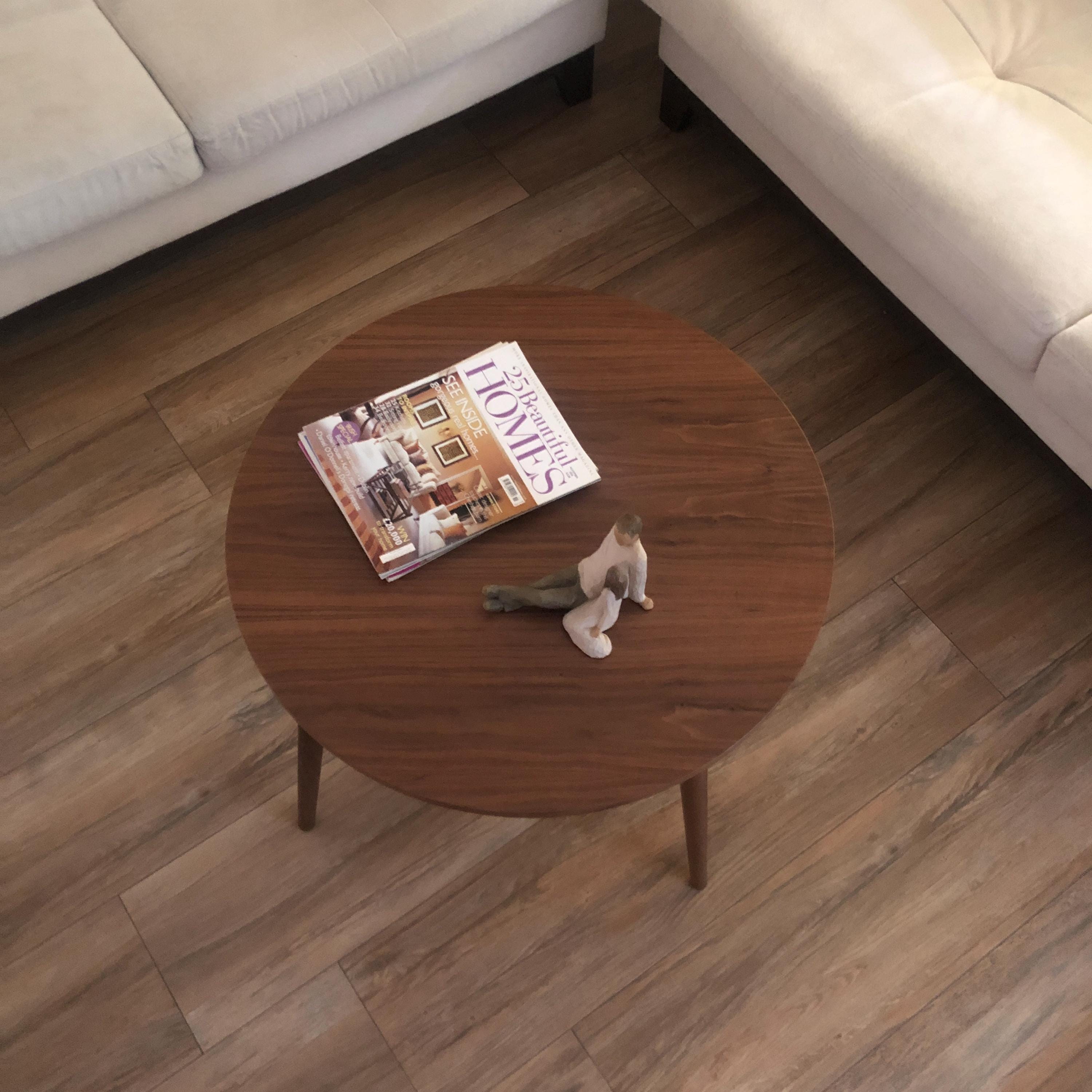 Solid Oak Round Coffee Table, Modern Scandinavian Center Table - Etsy