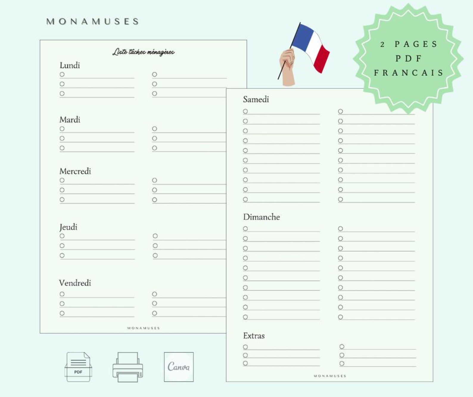 Chores Managing Planner Printable Family Chores List Weekly Digital ...