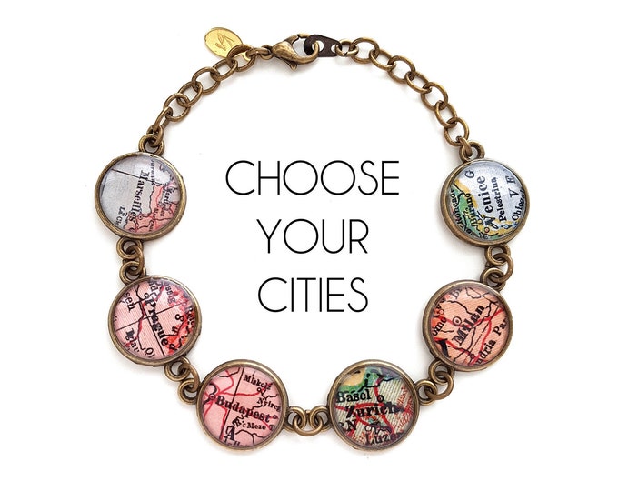 Map Bracelet, Custom Cities, City Bracelet, Personalized Jewelry ...