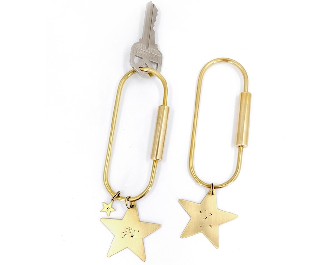 Personalized Large Brass Star Constellation Key Chain - Etsy