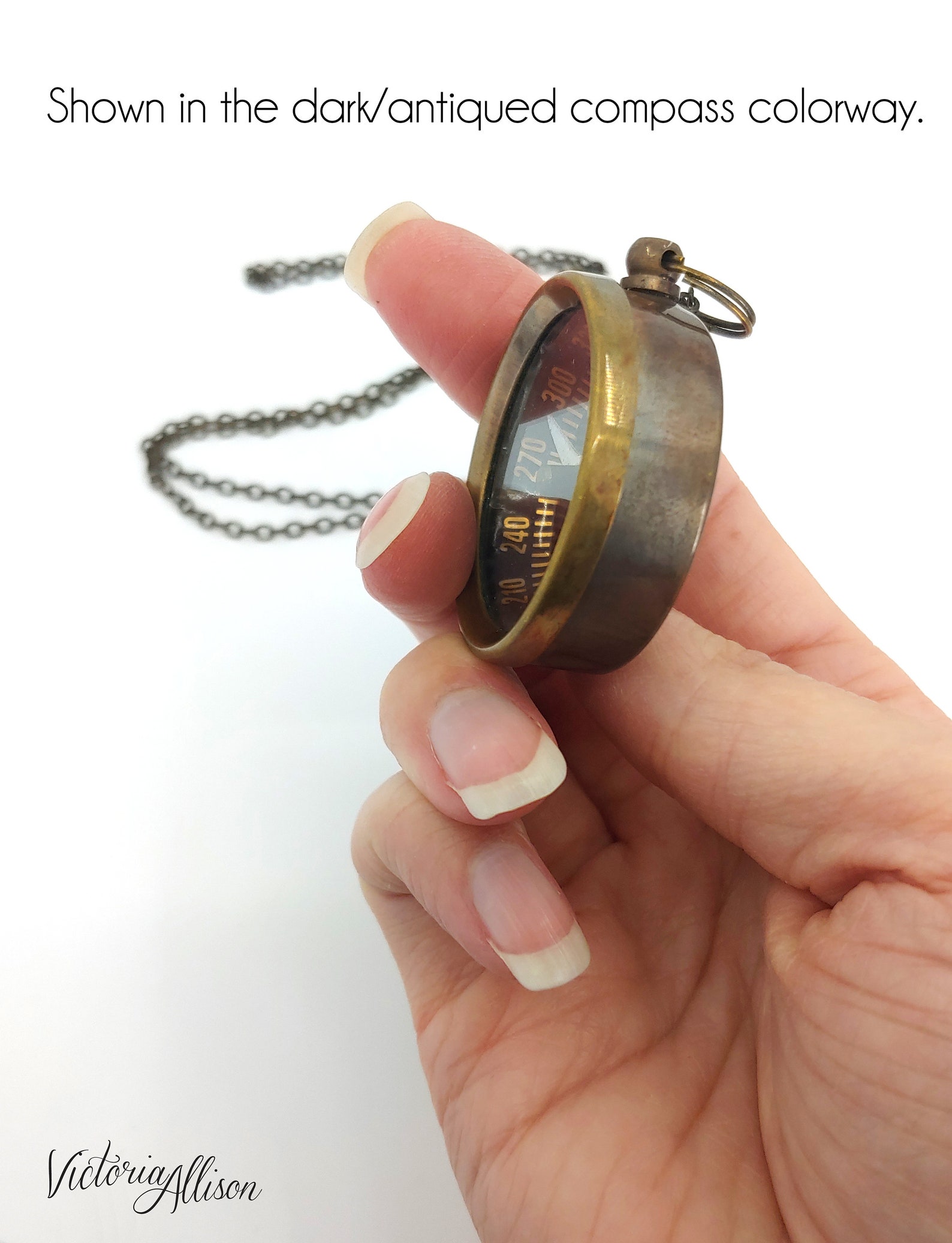 Large Working Compass Necklace With Personalized Star Design ...