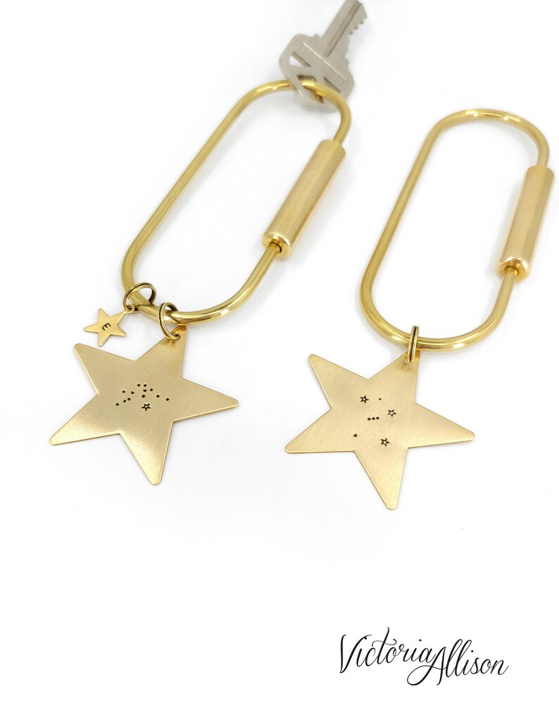 Personalized Large Brass Star Constellation Key Chain - Etsy