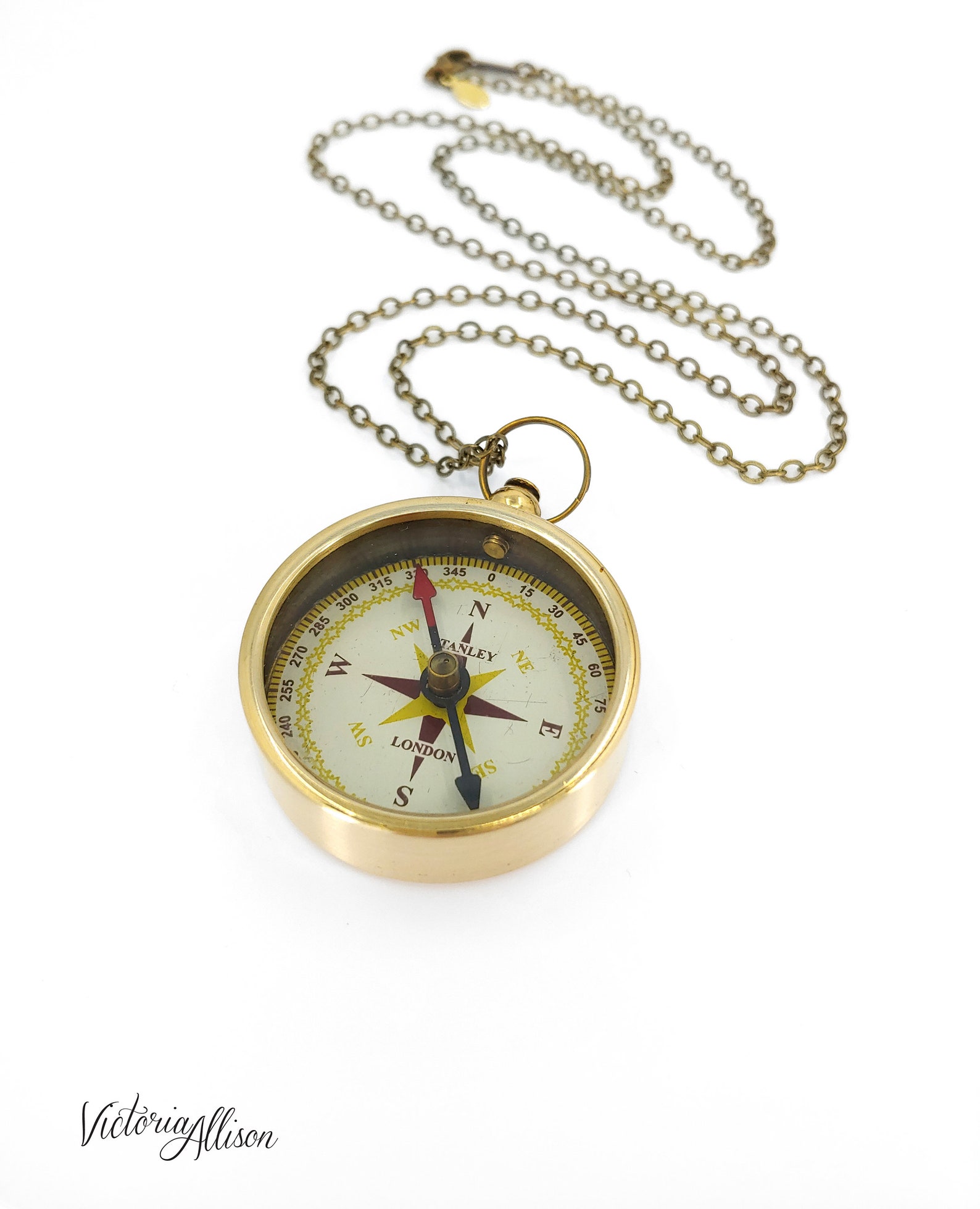 Large Working Compass Necklace With Personalized Star Design - Etsy