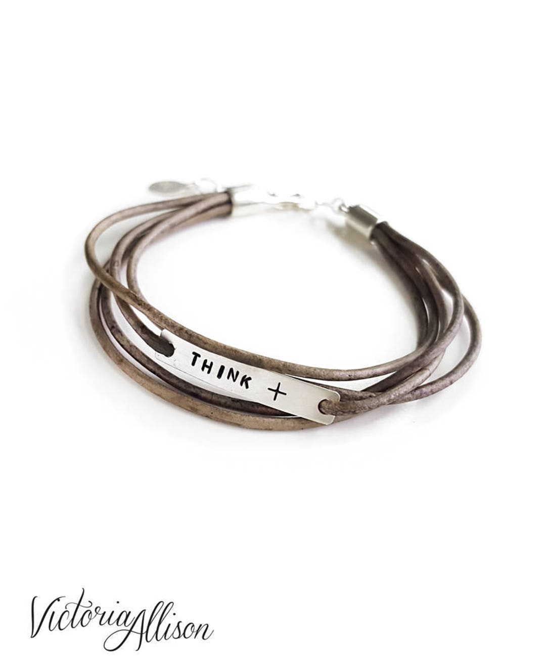 Think Positive Bracelet, Leather Wrap Style Bracelet, Infertility ...