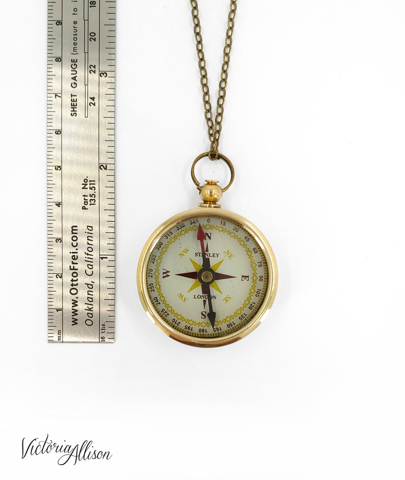 Large Working Compass Necklace With Personalized Star Design - Etsy
