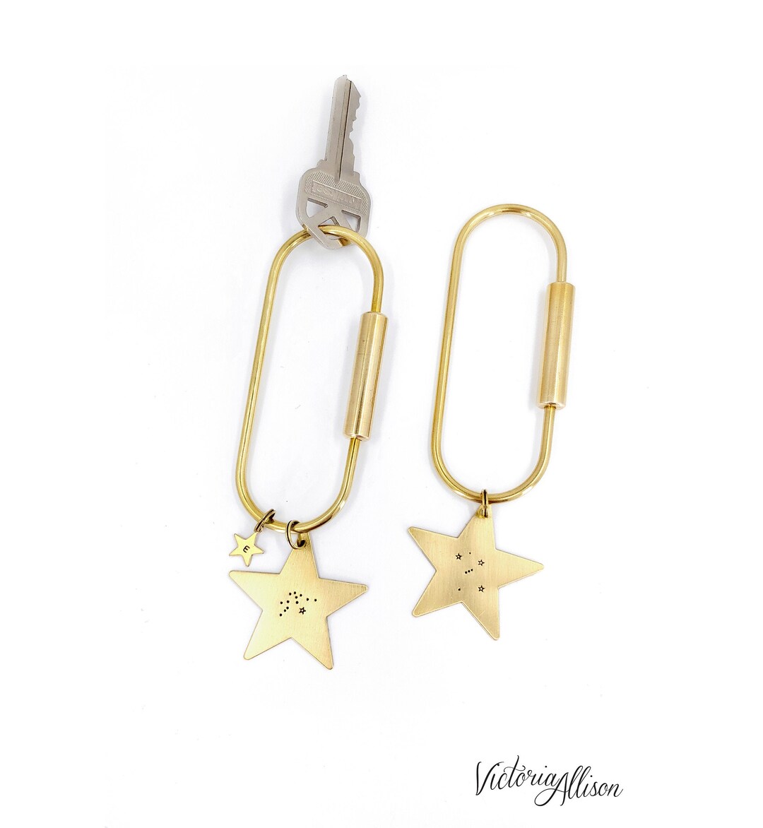 Personalized Large Brass Star Constellation Key Chain - Etsy