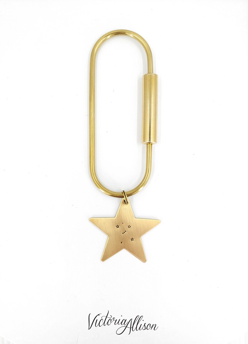 Personalized Large Brass Star Constellation Key Chain - Etsy