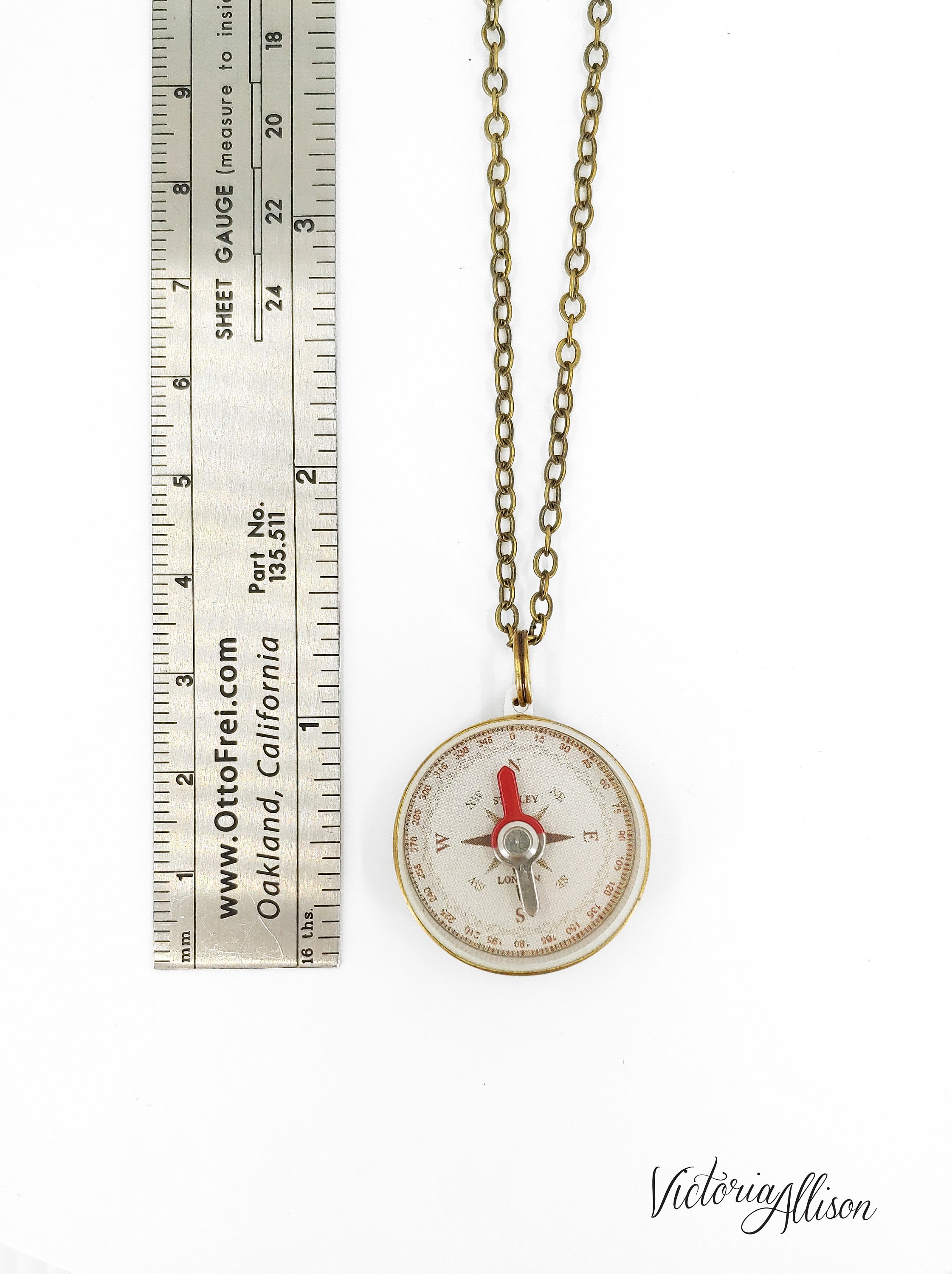 Small Custom Map Compass Necklace With Personalized Quote, Working ...