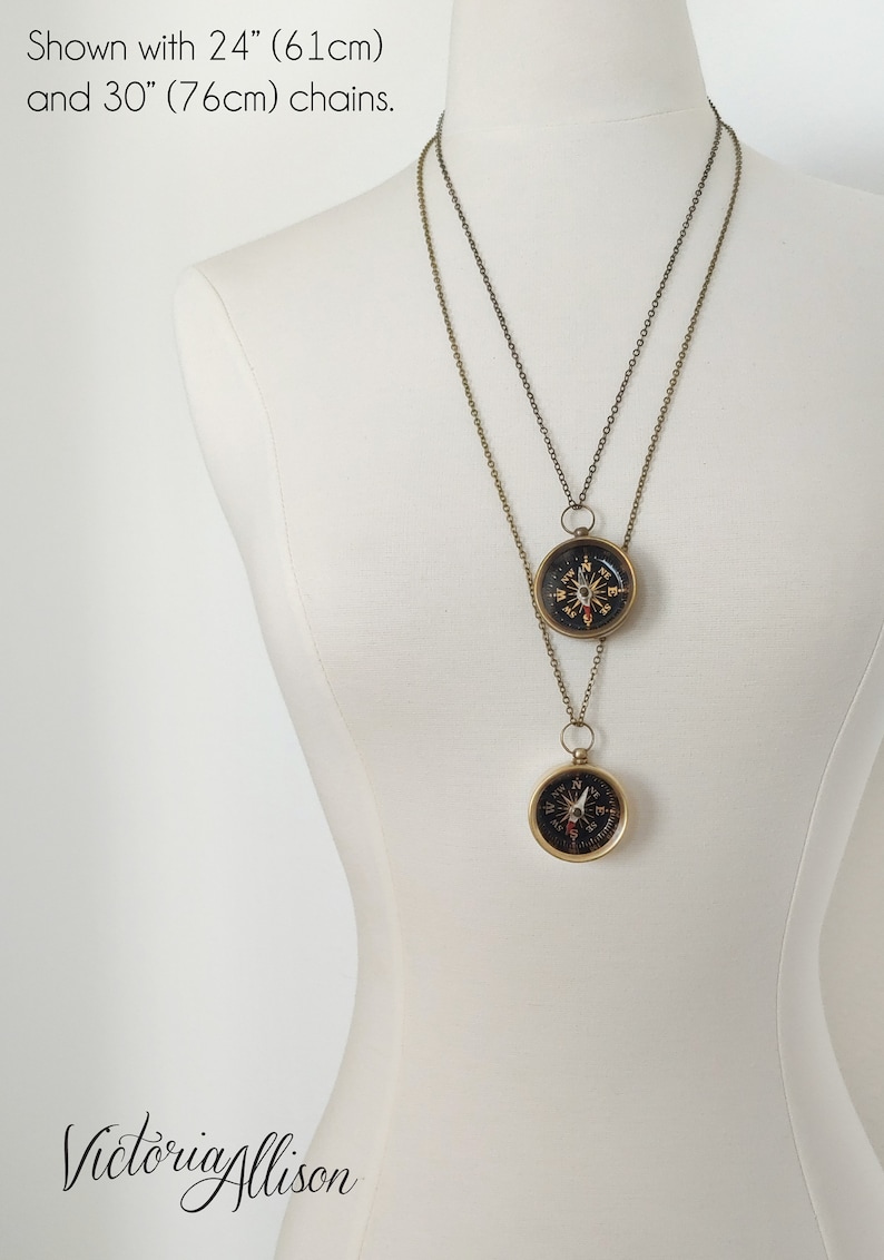 Large Working Compass Necklace With Personalized Star Design ...