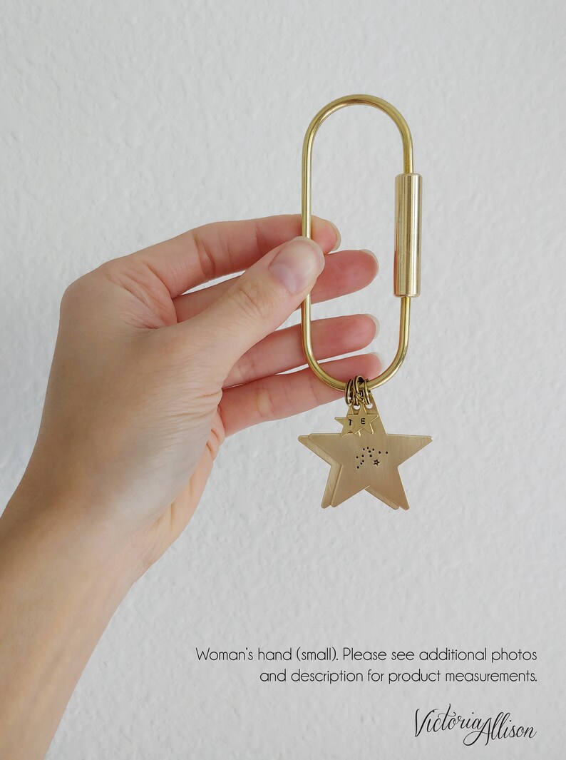 Personalized Large Brass Star Constellation Key Chain - Etsy
