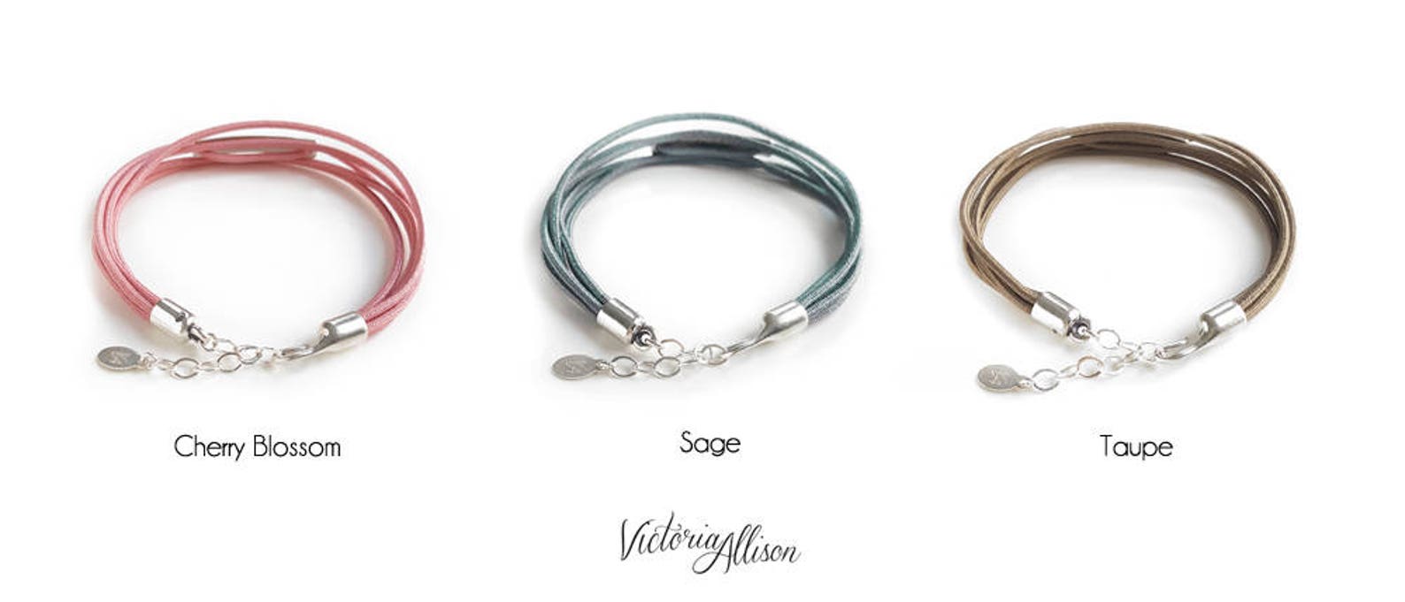 Think Positive Bracelet, Cherry Blossom Pink Silk Wrap Style Bracelet ...