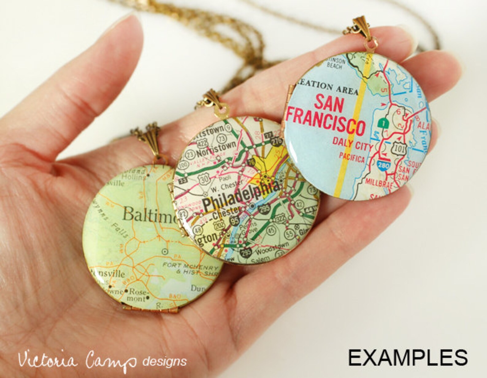 LIMITED Custom Large Map Locket Necklace Vintage Brass | Etsy