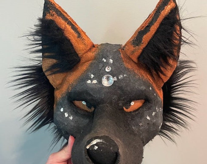 Painted & Felted Therian Fox Mask With Fur and Mesh - Etsy