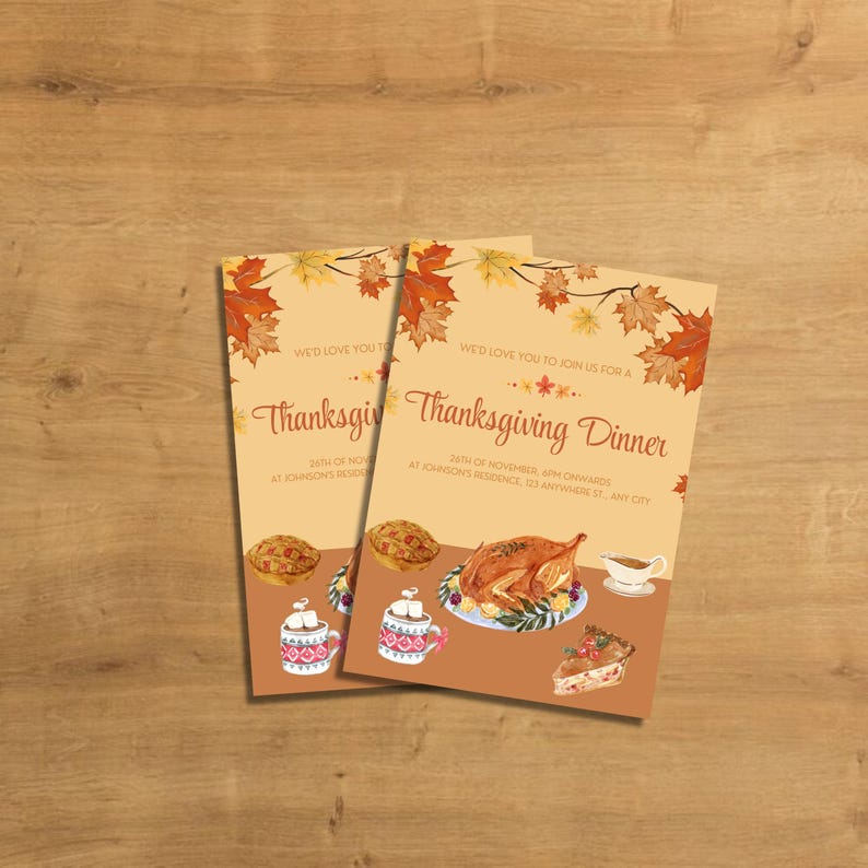 Editable Thanksgiving Dinner Party Invitation Digital Invite Download ...