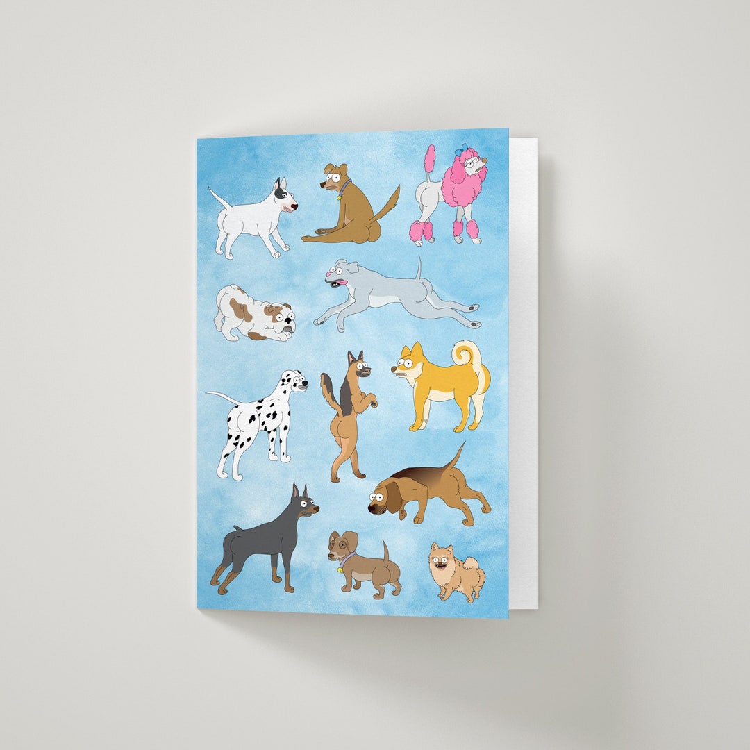 Cheeky Dogs Funny Birthday Card, Greeting Card, Blank Card, Small Cheek ...