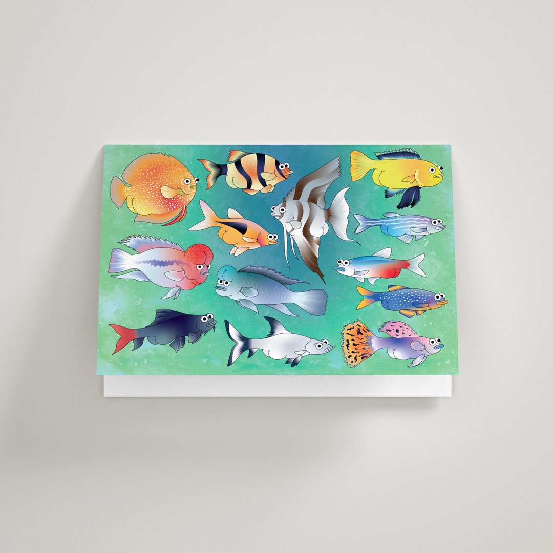 Cheeky Fish - Funny Birthday Card, Greeting Card, Blank Card, Small ...