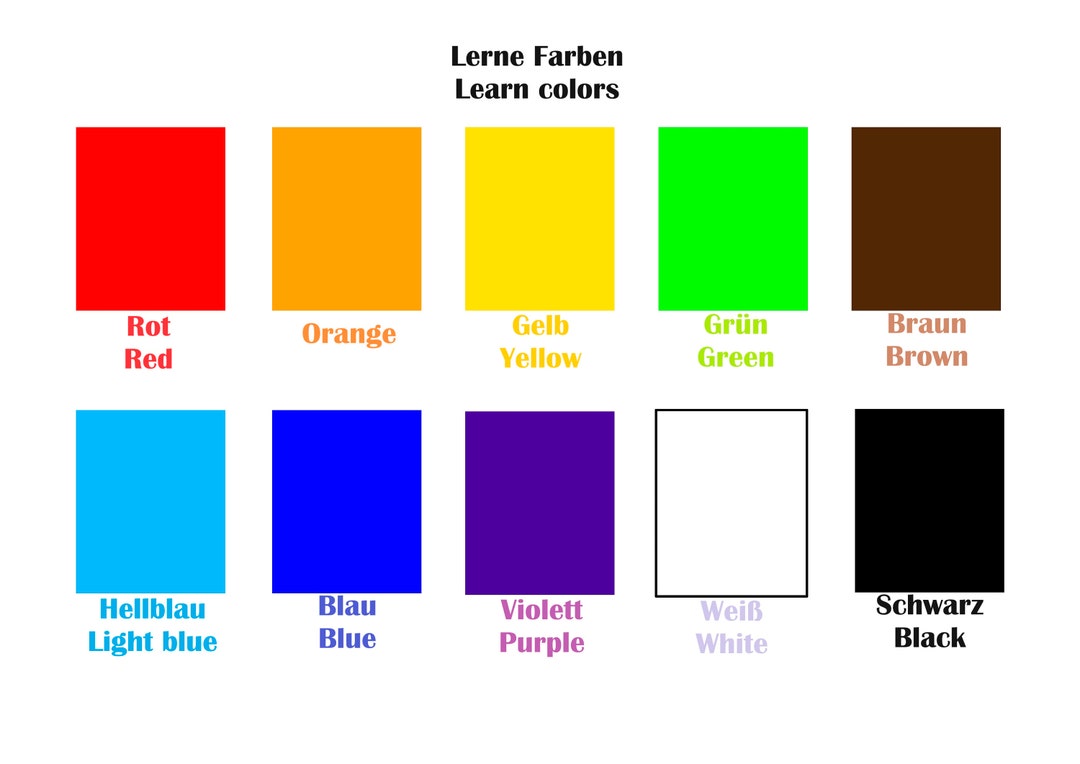 Colors Shapes, Colors Shapes Learning Material, English, German ...