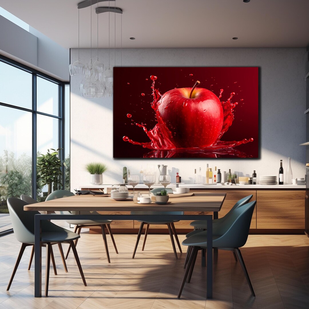 Red Apple Tempered Glass Wall Art, Glass Wall Decor, Glass Printing ...