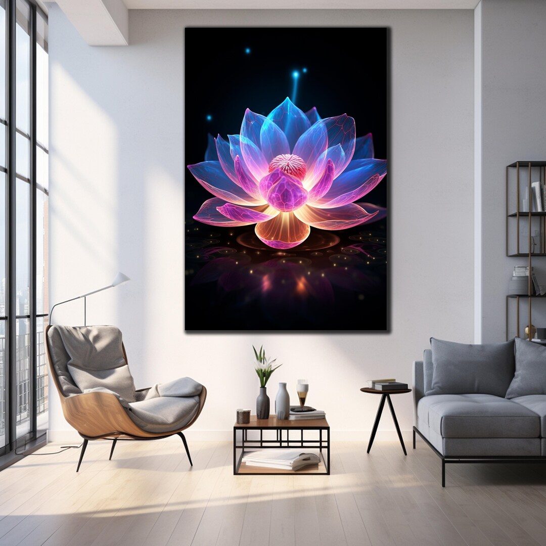 Tempered Glass Wall Art-lotus Flower Wall Decor-glass Wall Decor-glass ...