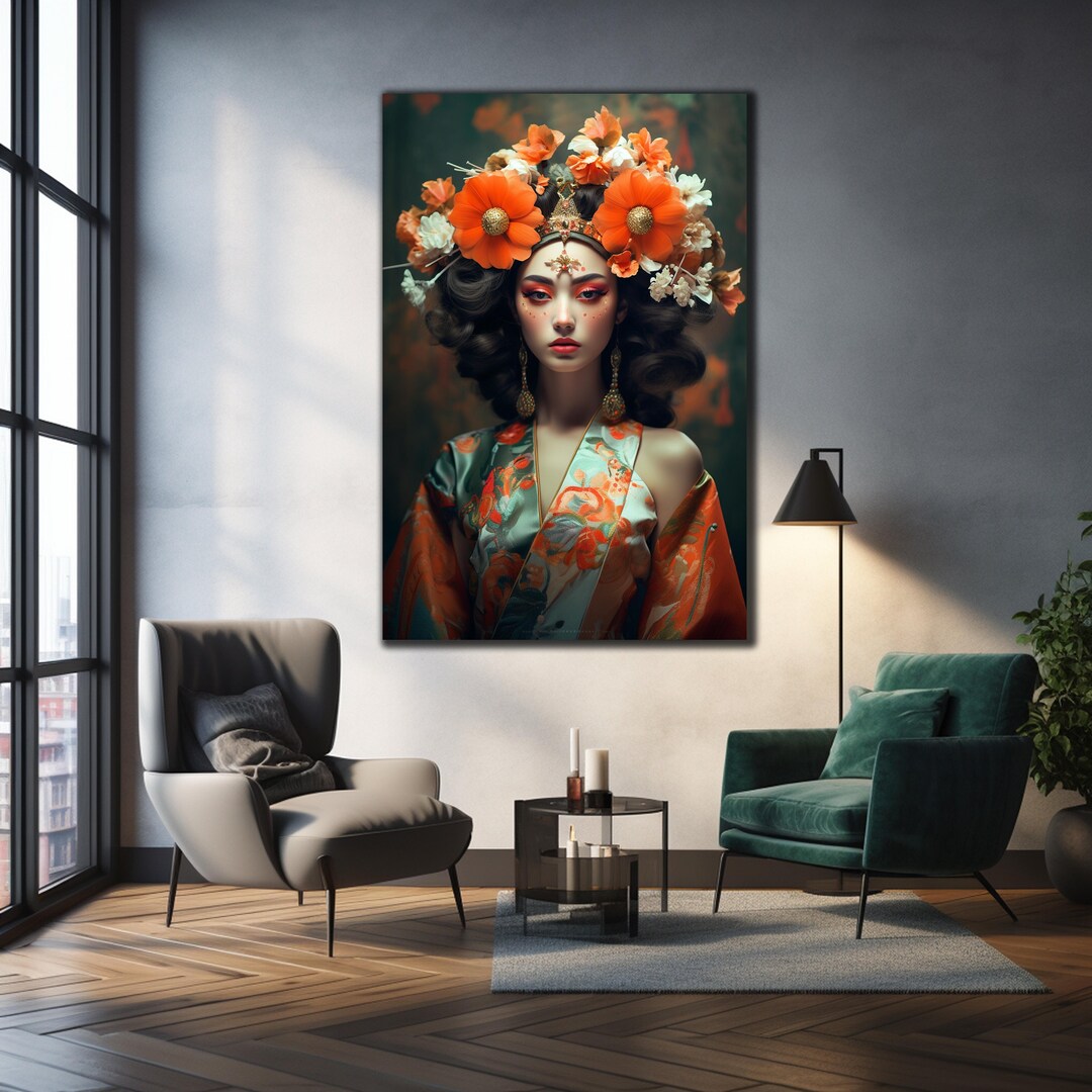 Tempered Glass Wall Art, Geisha Wall Art, Japanese Wall Decor ...