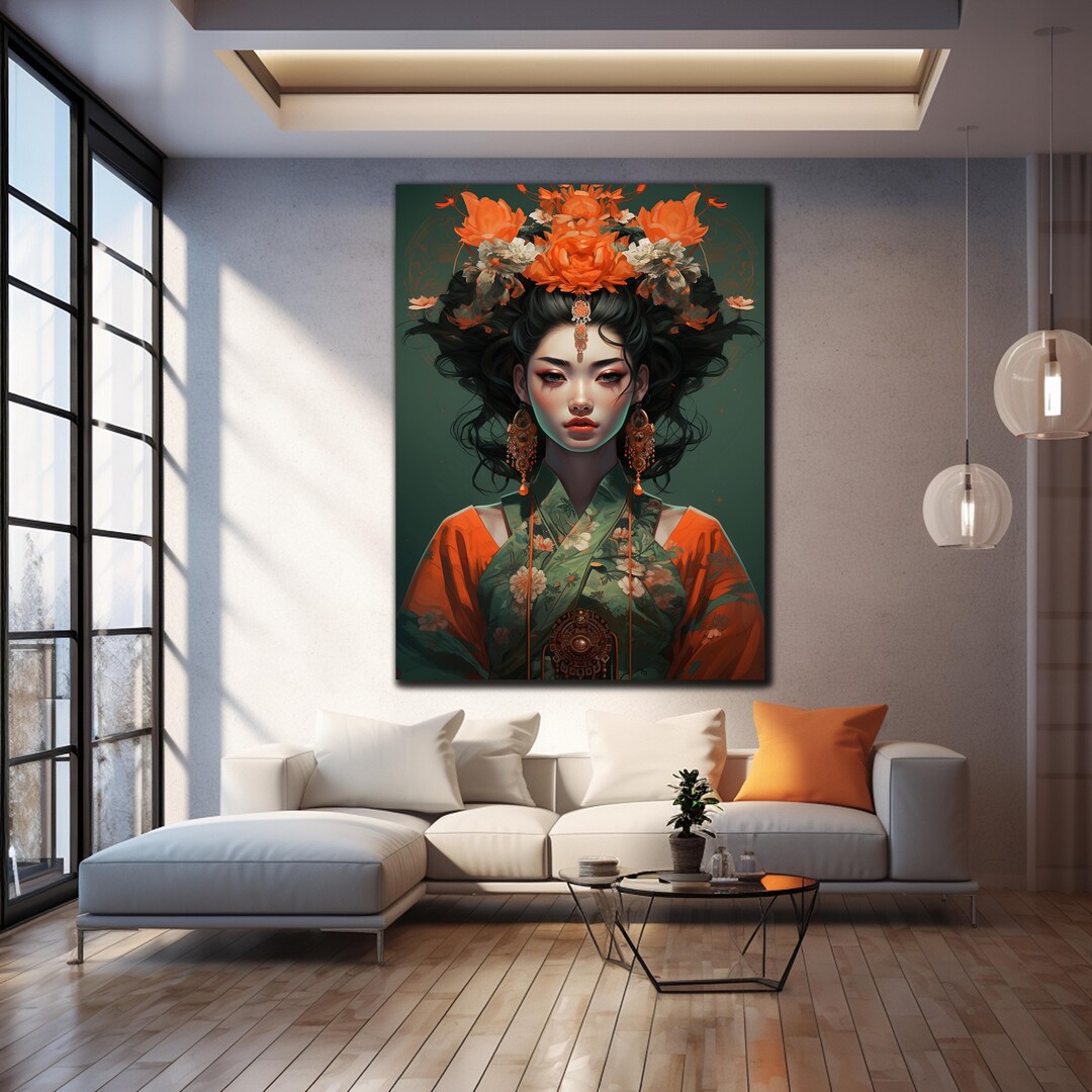 Tempered Glass Wall Art, Geisha Wall Art, Japanese Wall Decor ...