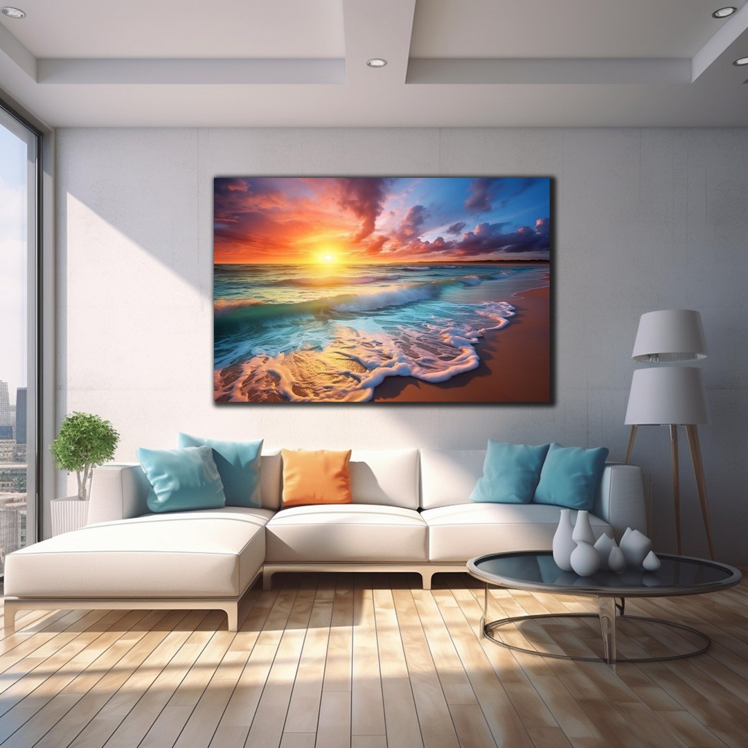 Seashore Wall Art, Tempered Glass Wall Art , Glass Wall Decor , Glass ...