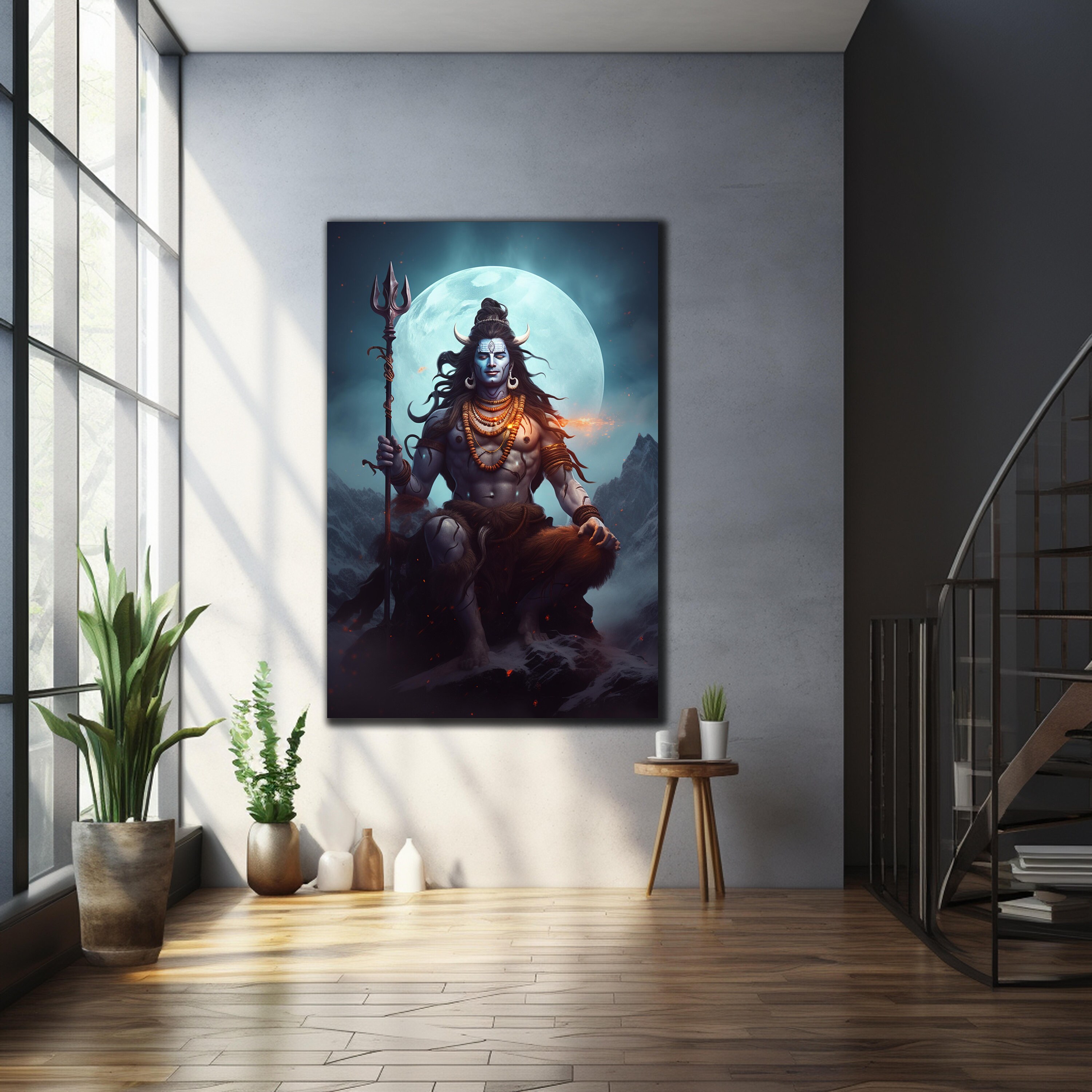 Hindu God Shiva Wall Art-tempered Glass Wall Art-hindu Home Decor ...