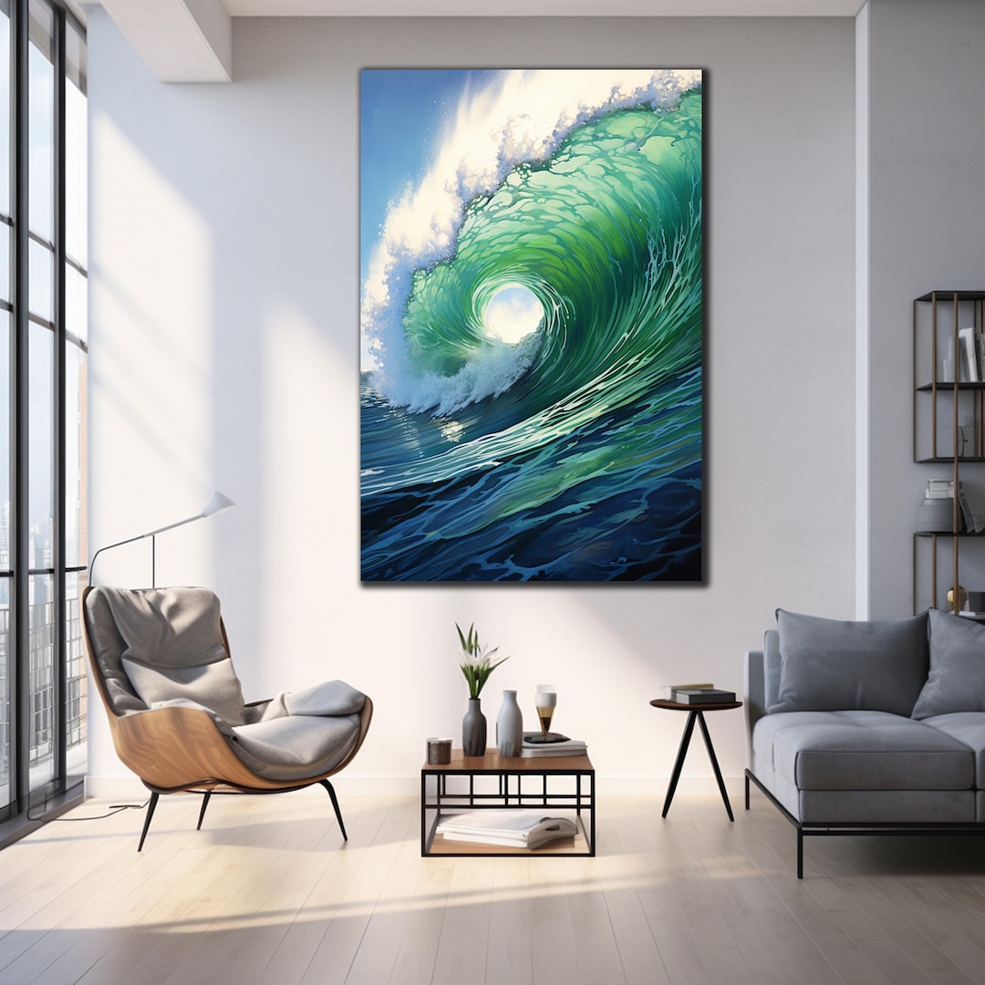 Blue Ocean Waves Wall Art-tempered Glass Wall Art-abstract Sea Wall ...