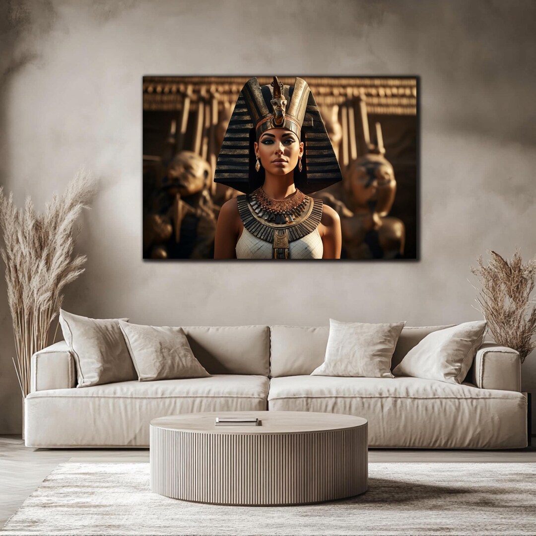 Egyptian Queen Goddess Art, Cleopatra Wall Art, Tempered Glass Wall Art, Glass Print, Large Wall ...