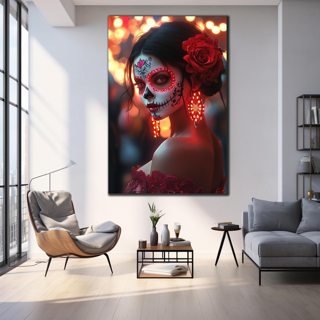 Tempered Glass Wall Art, Mexican Skull Art, Day of the Dead Wall Art ...