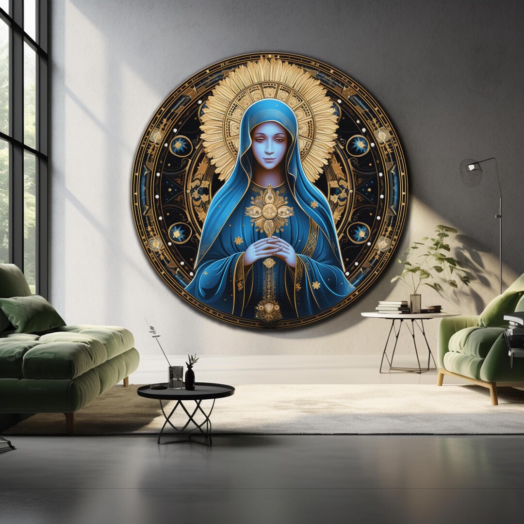 Mother Mary Wall Art, Tempered Glass Wall Art, Virgin Mary Wall Art ...