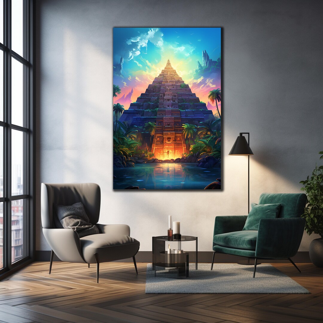 Tempered Glass Wall Art-ancient Art Wall Decor-aztec-cultural Heritage ...