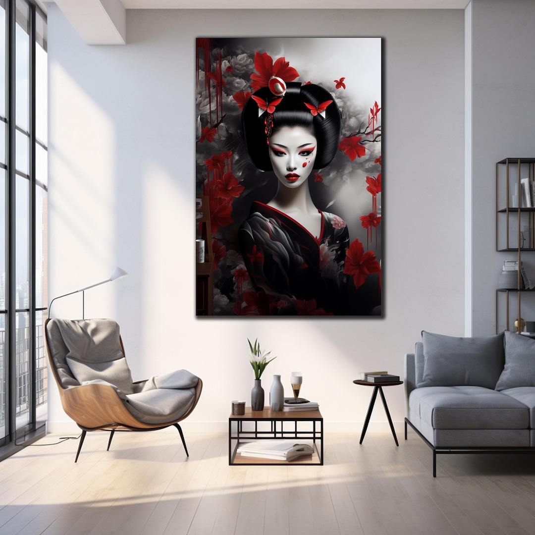 Geisha Wall Art-tempered Glass Wall Art-japanese Wall Art-woman Wall ...