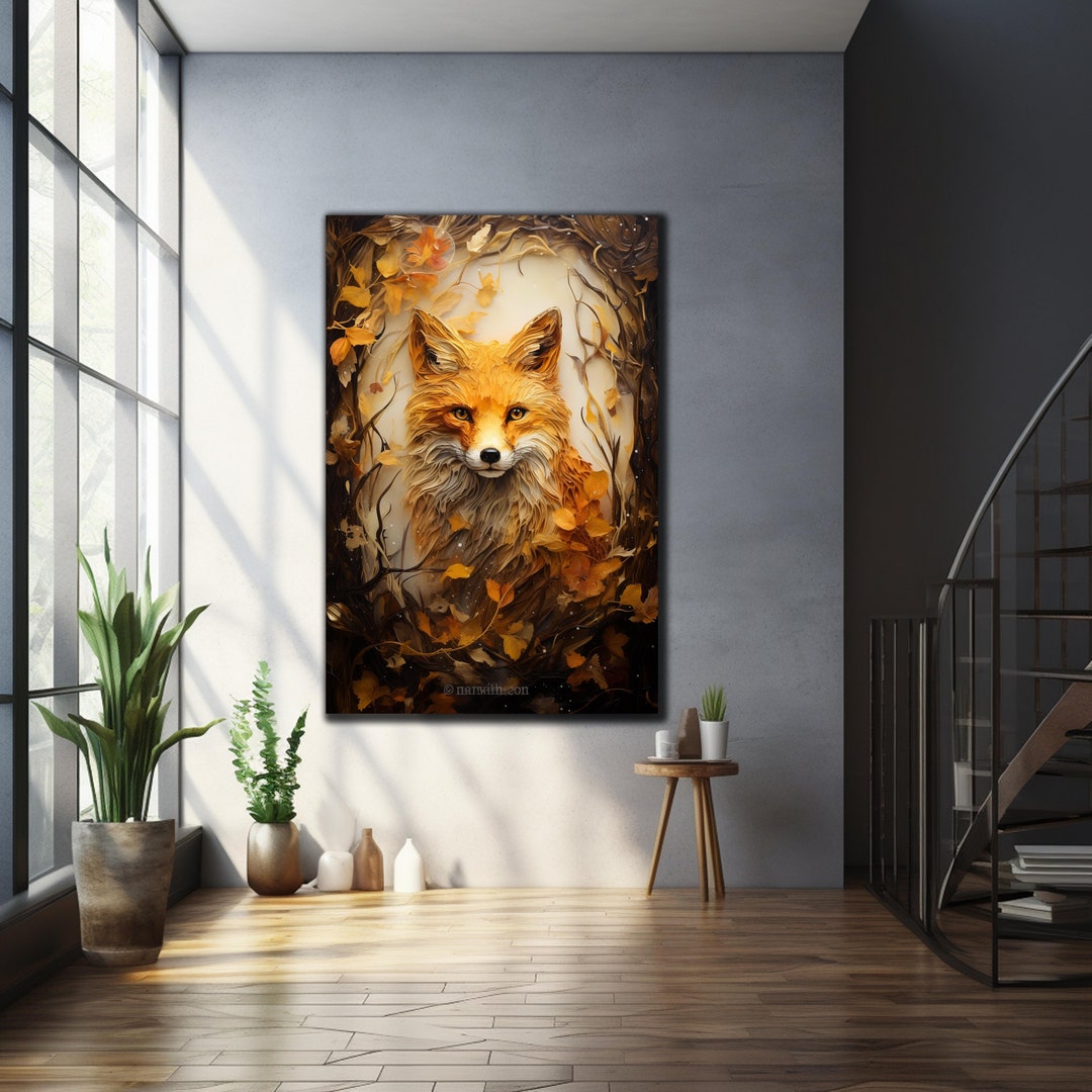 Tempered Glass Wall Art, Magical Fox Wall Art, Panoramic Wall Decor ...