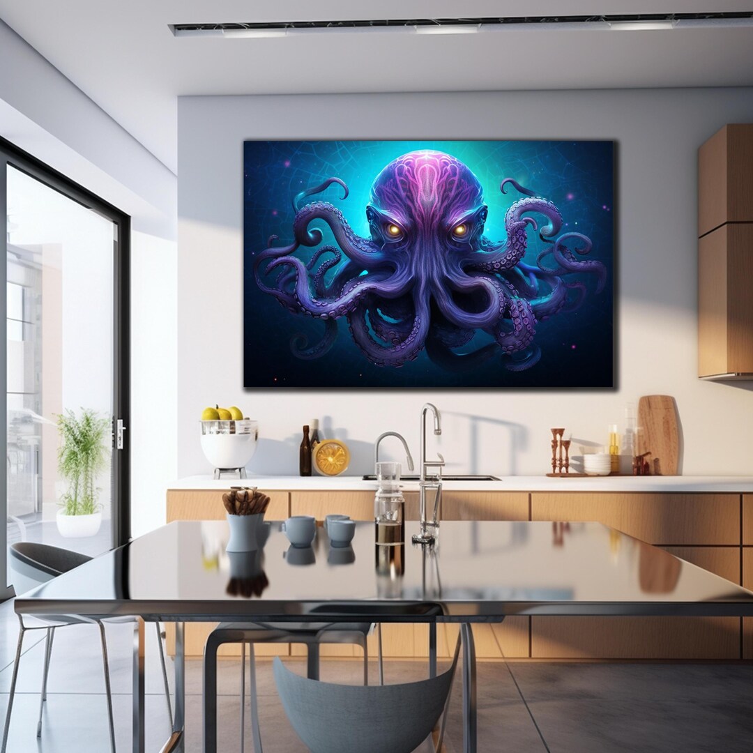 Magical Octopus Glass Art, Octopus Wall Art, Tempered Glass Wall Art ...