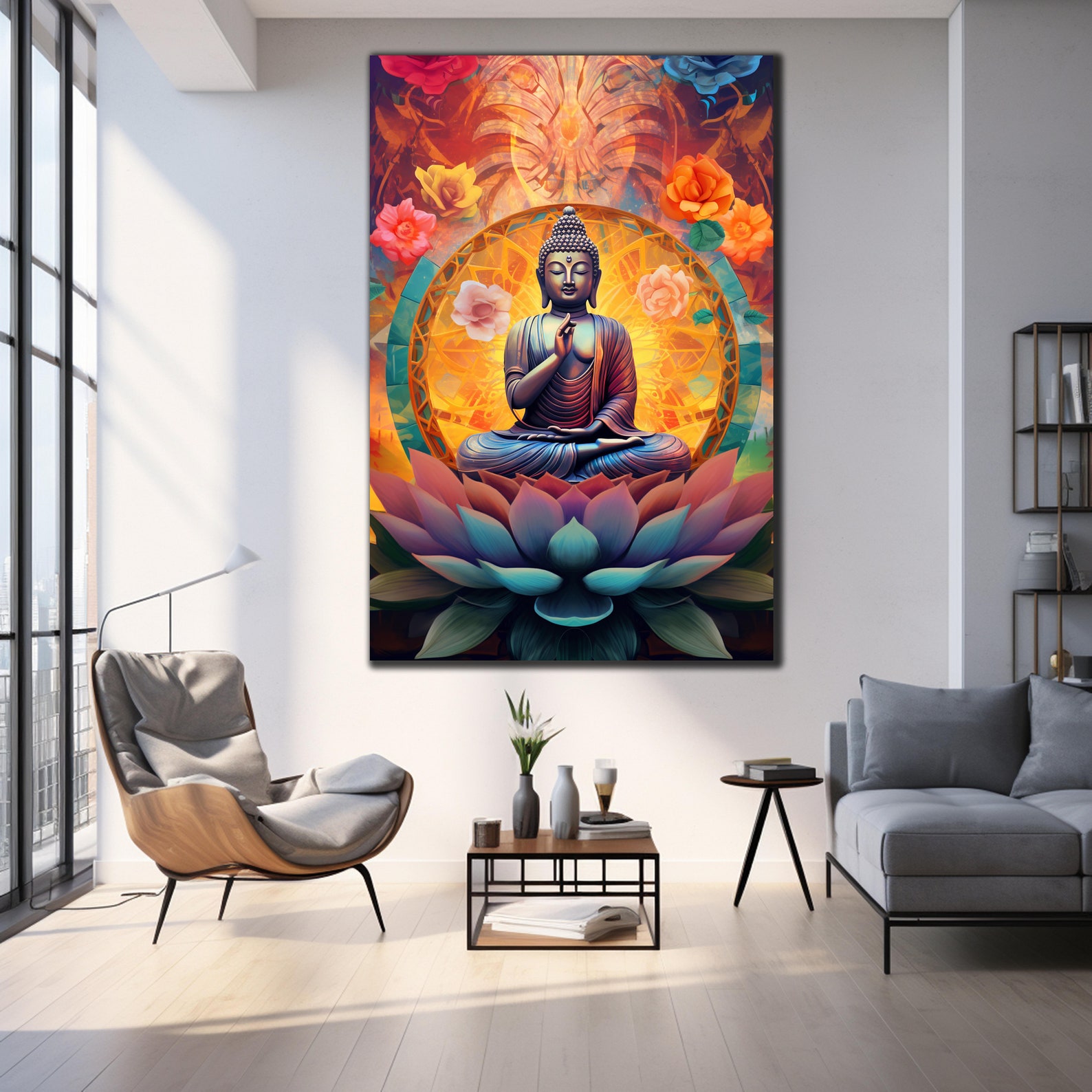 Buddha Wall Decor-tempered Glass Wall Art-buddha Wall Art-stained Glass ...