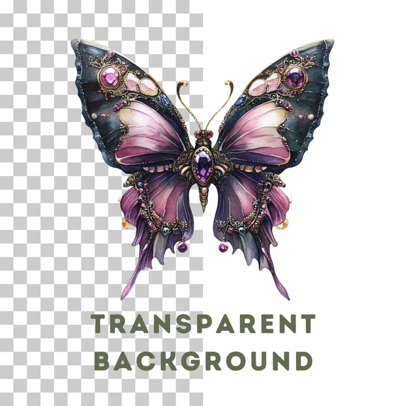 50 PNG, Watercolor Butterfly Clipart, Butterfly Png, Butterfly ...