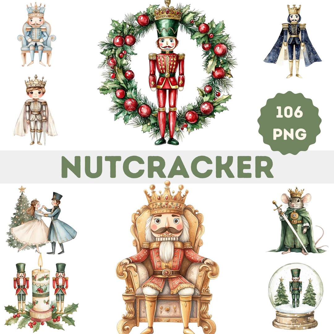 Nutcracker Watercolor Clipart, Festive Christmas Clipart, Nutcracker ...