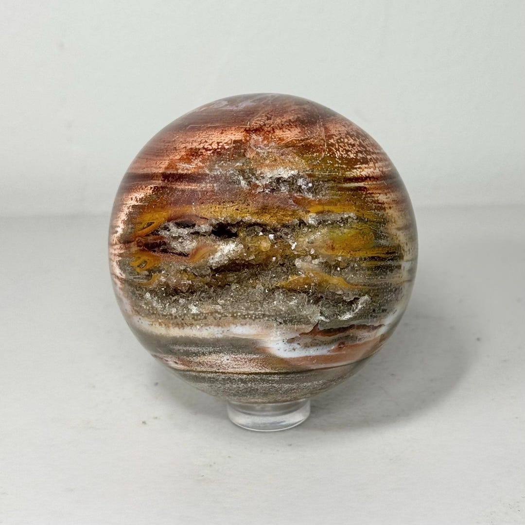 Polychrome Jasper Sphere: Sunset Geode Rift - Bold Decor, Energetic ...