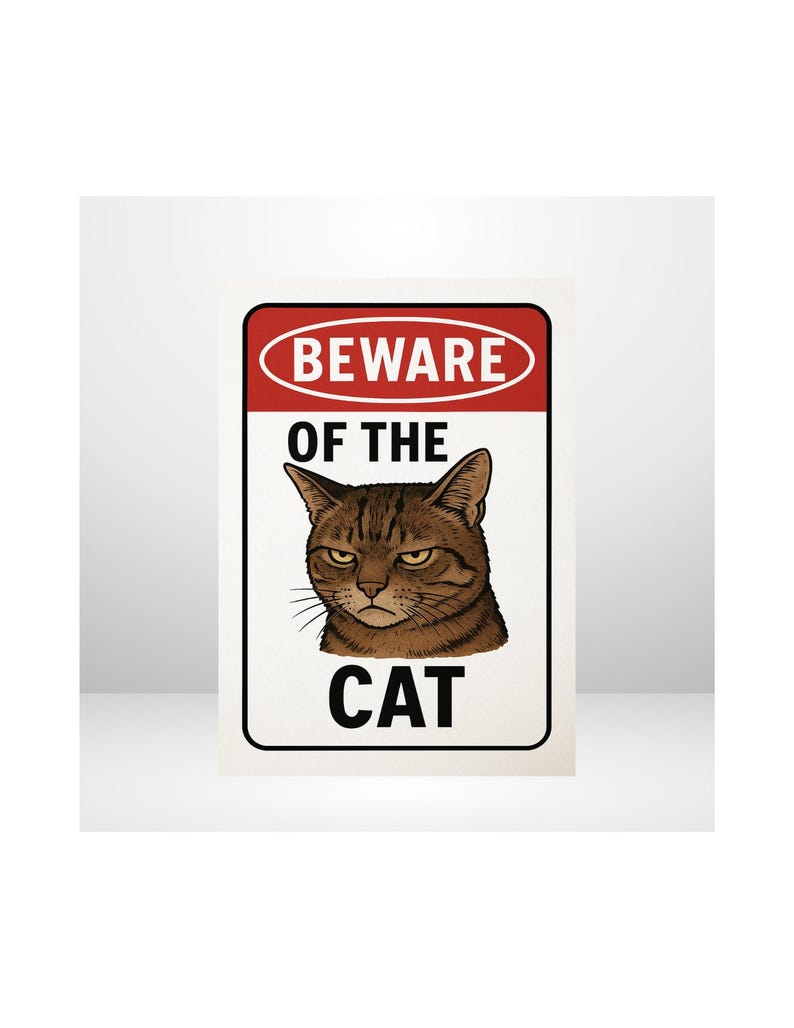 Funny “beware of the Cat” Printable Sign | Instant Download | Cat Wall ...