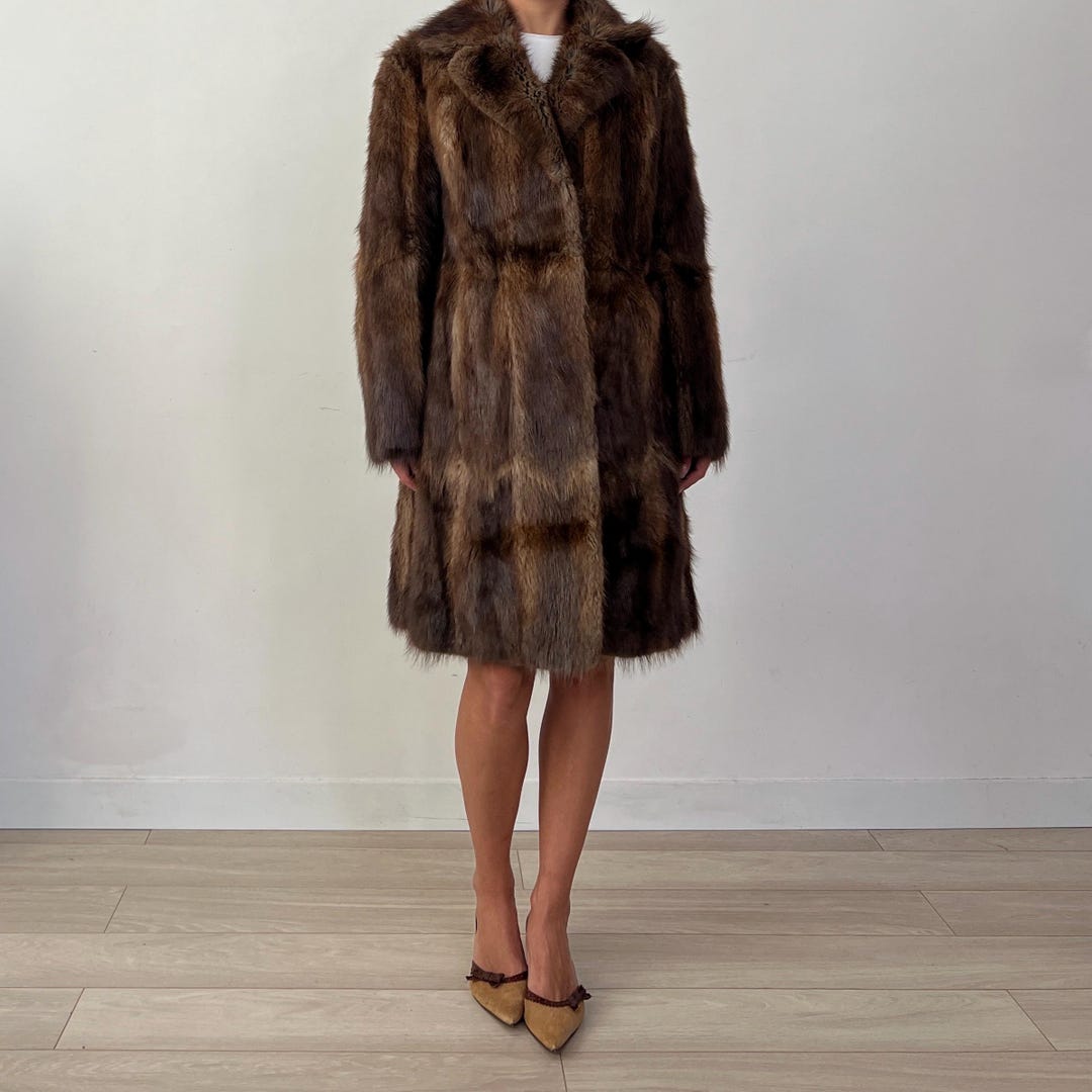 Vintage Brown Muskrat Authentic Fur Jacket Mid Length / Real Natural ...
